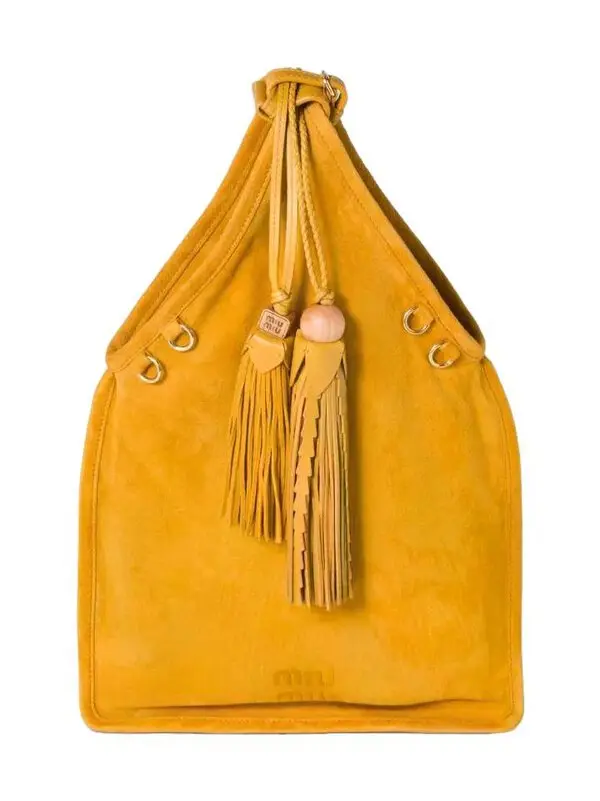 Miu Miu Tassel Leather Tote Bag - Yellow