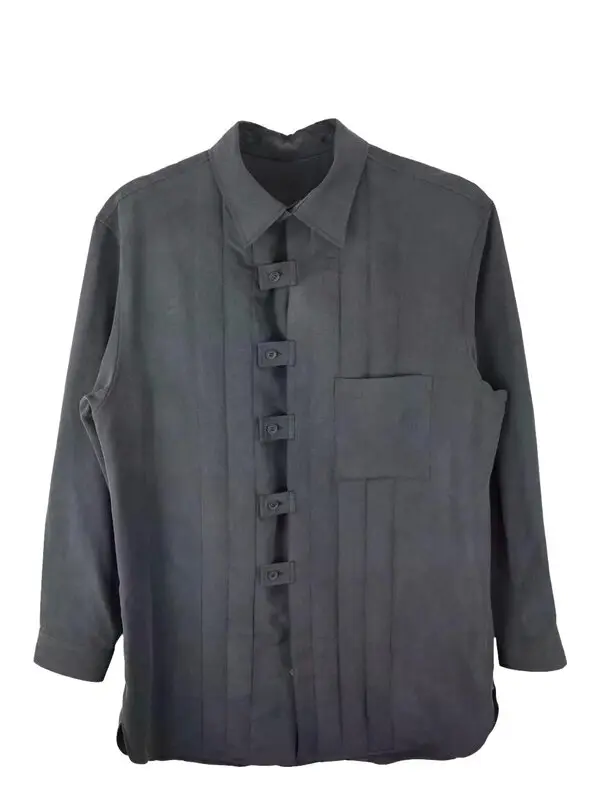 Yohji Yamamoto Pleated Button-fastening Shirt Jacket - Grey