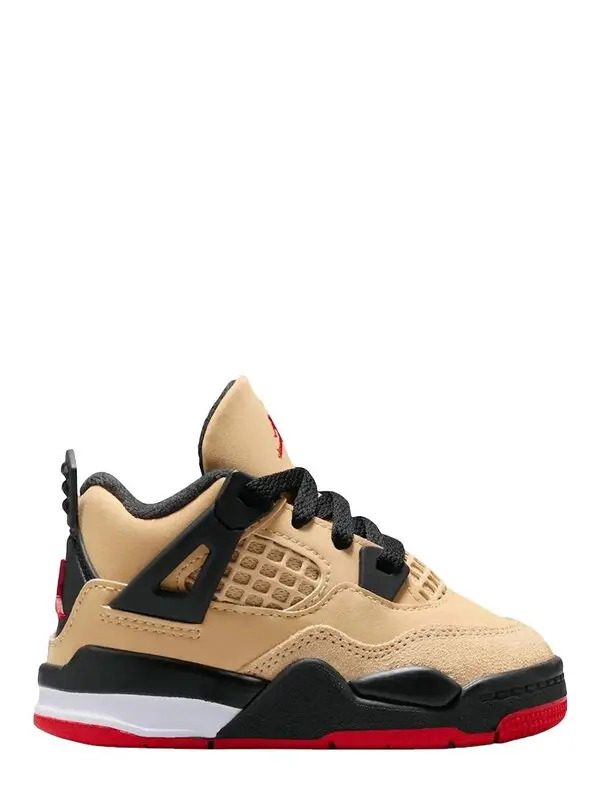 JORDAN 4 Retro Pizza Toddler Sneakers - Fire Red/sesame/white