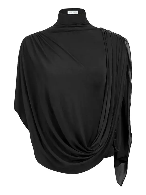 Nina Ricci High-neck Draped Top - Black