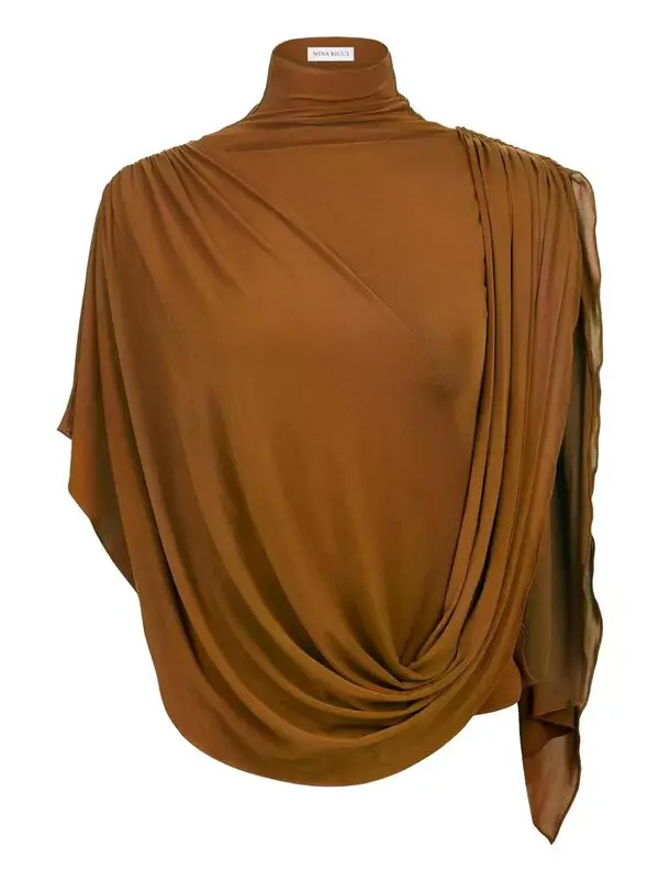 Nina Ricci High-neck Draped Top - Brown