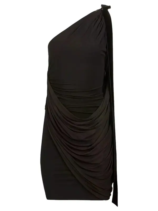 Nina Ricci One-shoulder Draped Mini Dress - Black