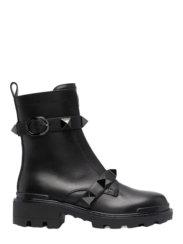 Valentino Garavani Roman Stud 40mm Biker Boots - Black