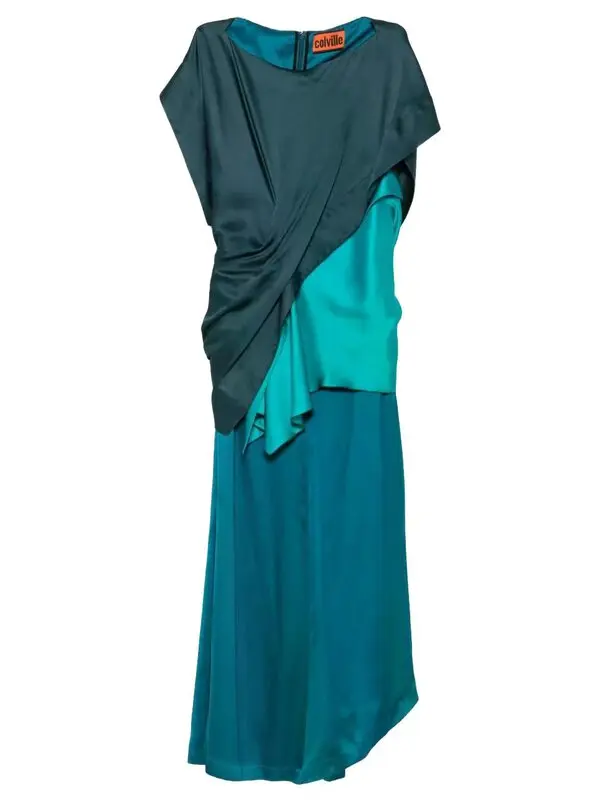 Colville Seung Draped Silk Dress - Green