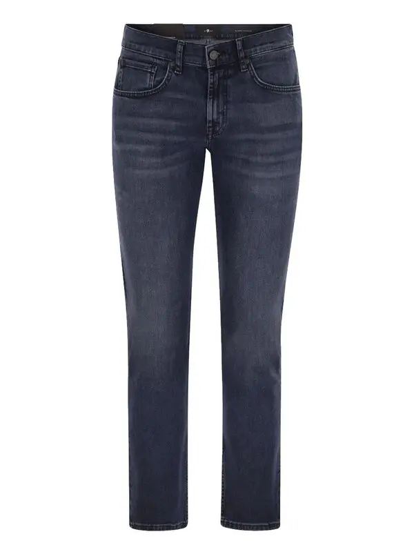 7 For All Mankind Slimmy Tapered Mid-rise Jeans - Navy