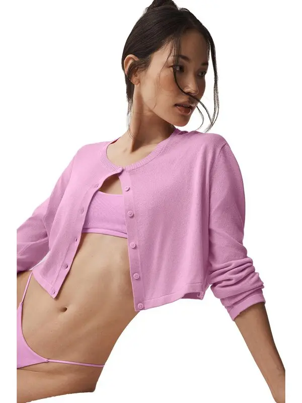 Alo Yoga Supernatural Sweater Cardigan Top - Candy Heart Pink