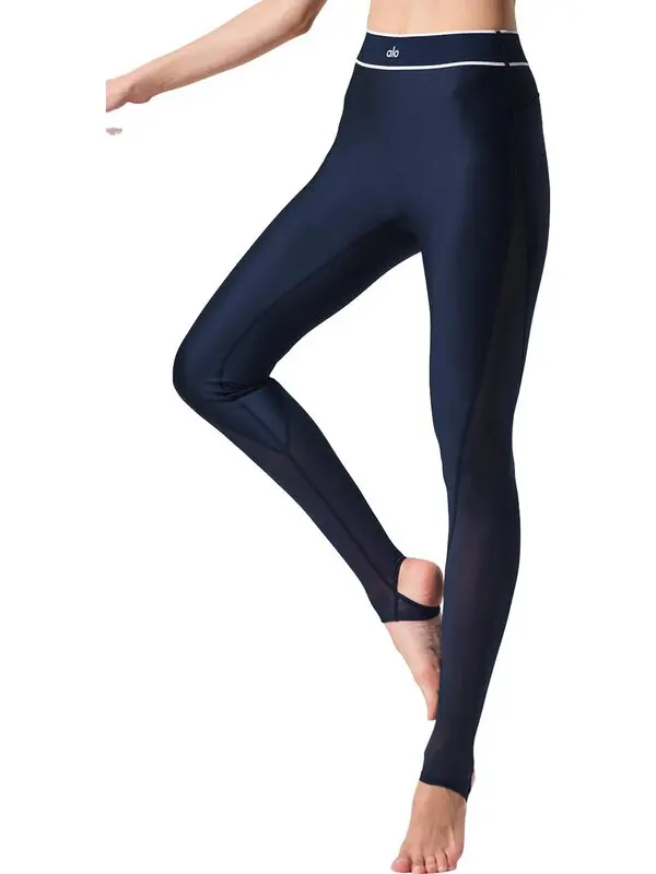 Alo Yoga Airlift Mesh High-waist Darling Stirrup Legging - Navy
