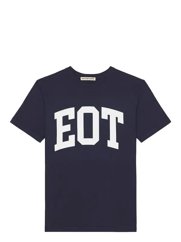 EVERY OTHER THURSDAY Garment Dyed Collegiate Logo Tee - Navy
