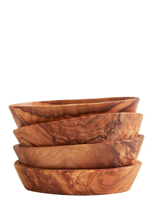VERVE CULTURE Set Of 4 Olivewood Aperitivo Bowls - Brown