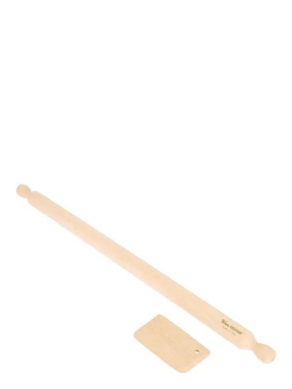 VERVE CULTURE Beechwood Rolling Pin & Pasta Scraper - Light Brown