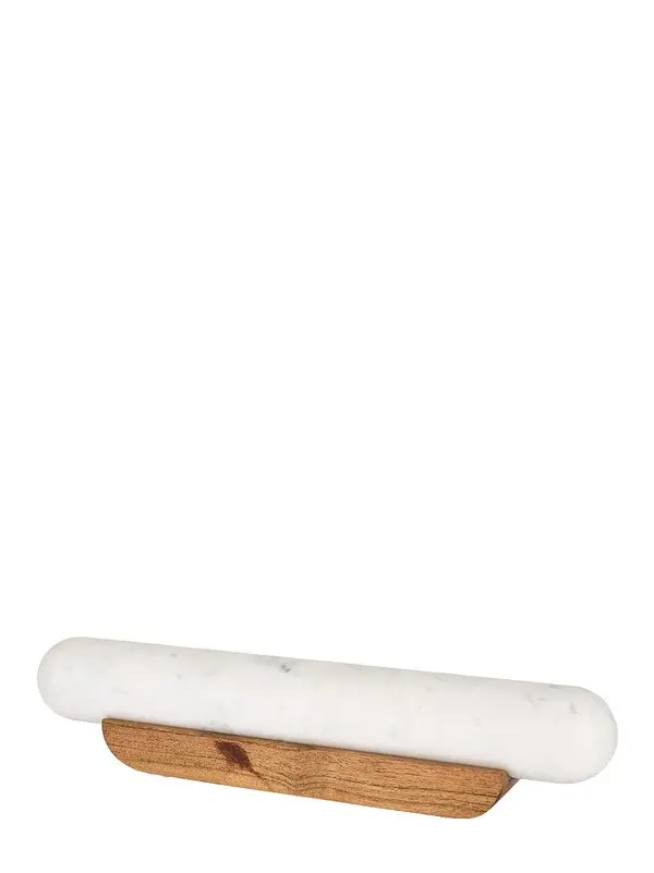 VERVE CULTURE Marble Rolling Pin With Stand - White & Brown