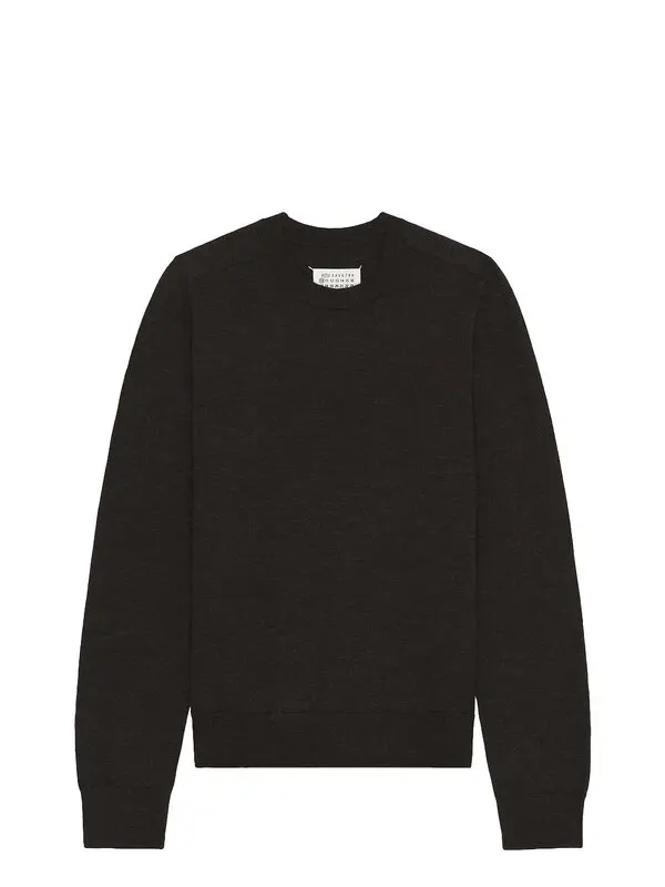 MAISON MARGIELA Crew Neck Wool Sweatshirt - Dark Brown