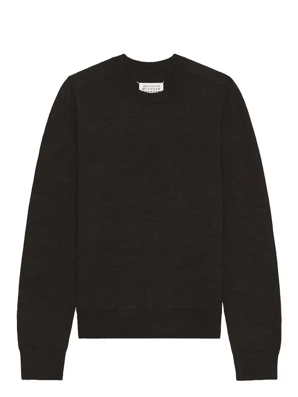 MAISON MARGIELA Crew Neck Wool Sweatshirt - Dark Brown