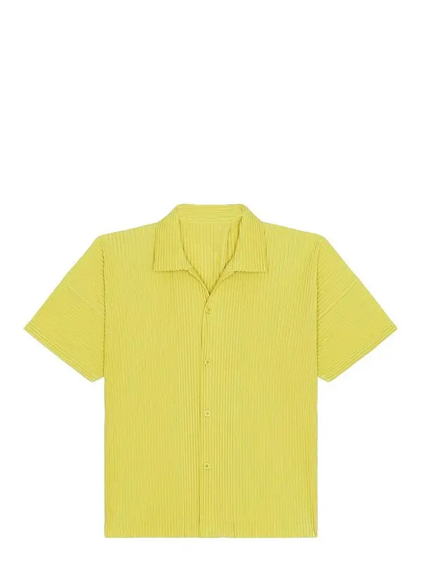 Issey Miyake Monthly Colors July Button Down Shirt In Yellow - Dusty Yellow