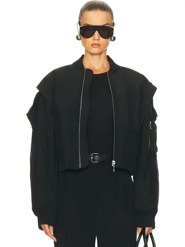 Jean Paul Gaultier Hidden Hood Bomber Jacket - Black