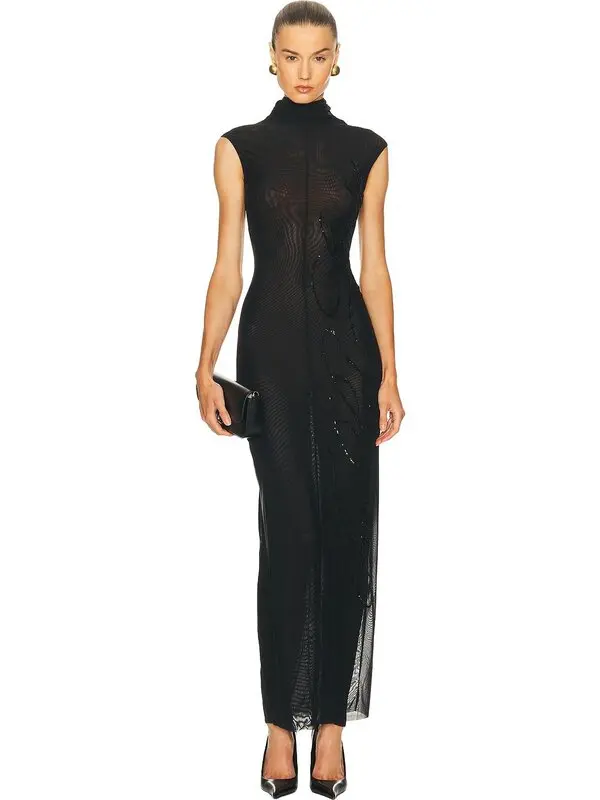 JEAN PAUL GAULTIER Sequined Long Dress - Black
