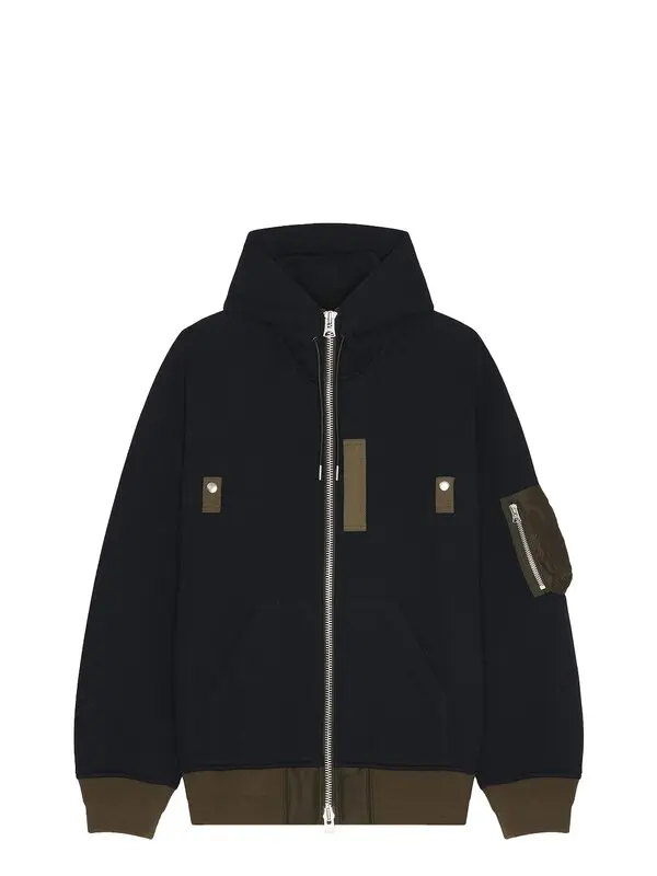 Sacai Sponge Sweat Hoodie - Navy & Dark Khaki
