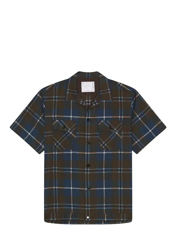 Sacai Plaid Shirt In Brown - Brown & Blue