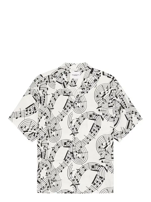TAKAHIROMIYASHITA THESOLOIST. Music Note Hawaiian Shirt In White - White & Black