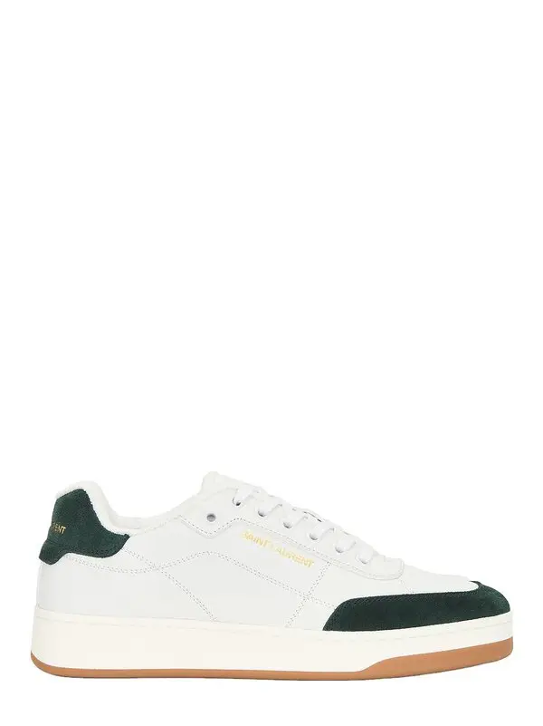 Saint Laurent Sl61 Low Top Sneaker - White & Bottle Green