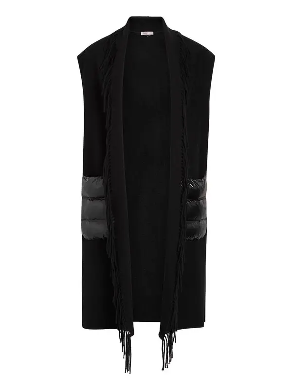 Herno Fringed Panelled Wool-blend Gilet - Black
