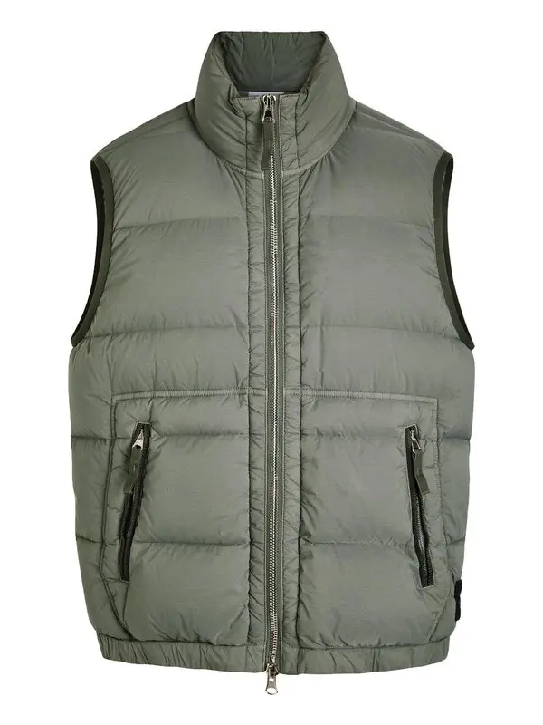Stone Island Quilted Gilet With Logo Patch - Grey