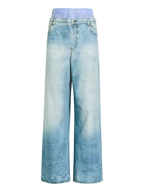 Acne Studios Jeans-effect Cotton Trousers - Light Blue