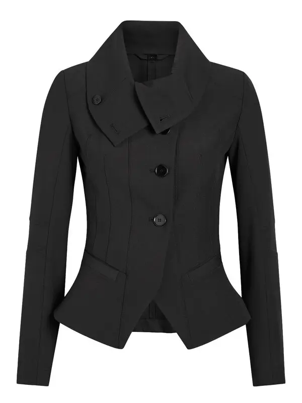 High Scrunch Panelled Crepe Jacket - Black