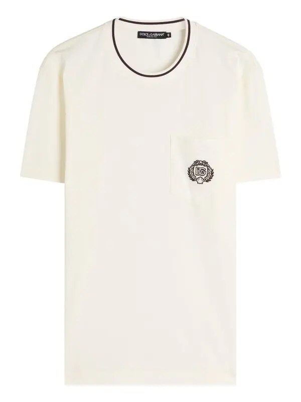 Dolce & Gabbana Logo-embroidered Cotton T-shirt - White
