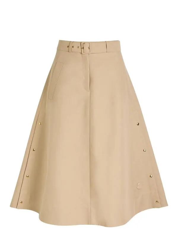 Moncler Cotton-poplin Midi Skirt - Beige