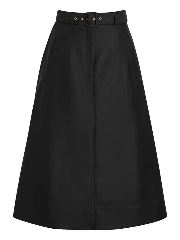 Moncler Cotton-poplin Midi Skirt - Black