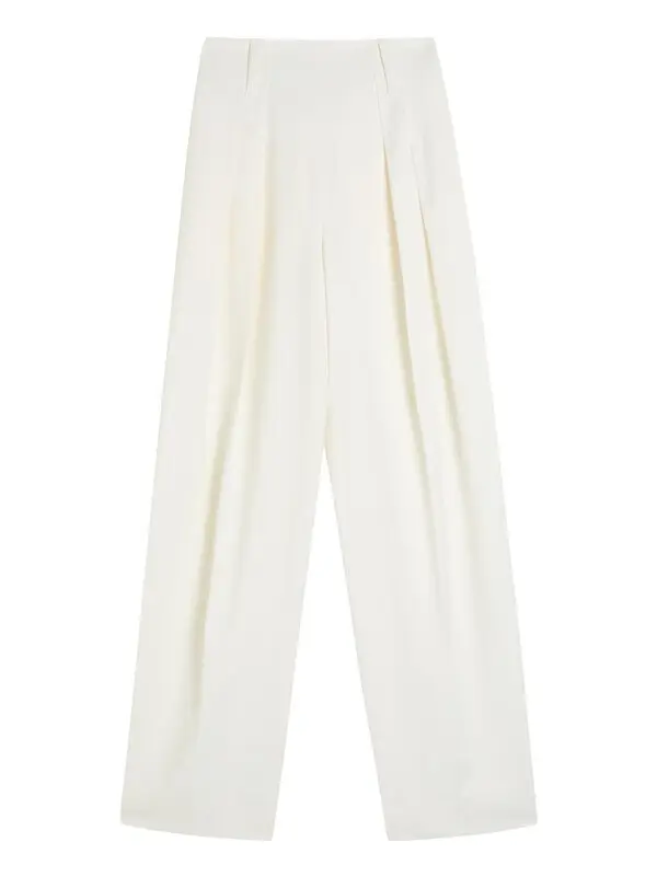 Victoria Beckham Pleated High-rise Wool-blend Trousers - Ivory