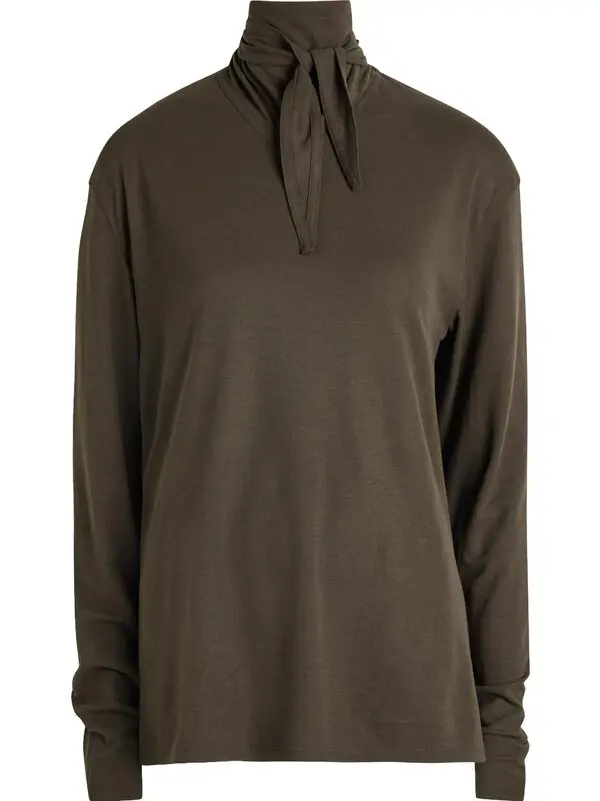 LEMAIRE Tie-embellished Cotton Top - Dark Brown