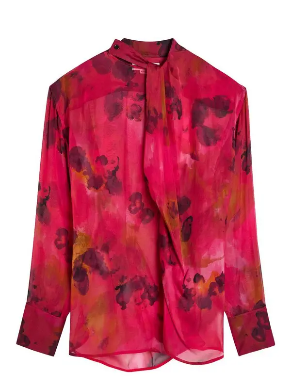 Victoria Beckham Draped Floral Silk-chiffon Blouse - Multi Print