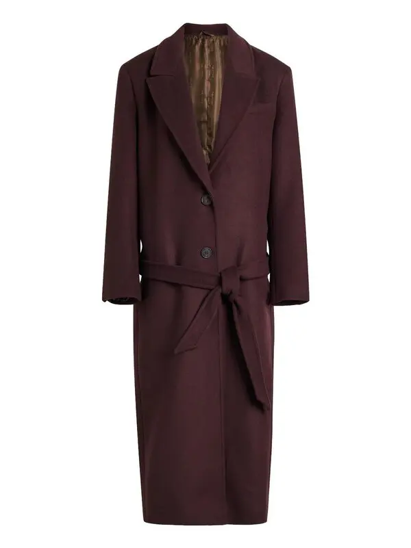 Attico Belted Wool-blend Coat - Burgundy