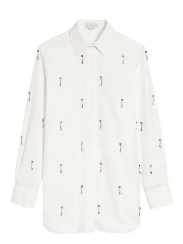 Stella McCartney Crystal-embellished Cotton-poplin Shirt - White