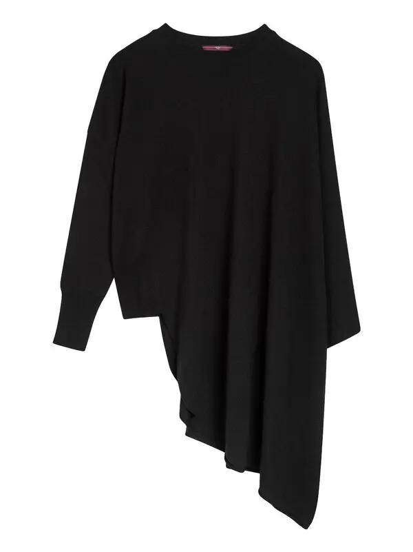 High Asymmetric Wool-blend Jumper - Black
