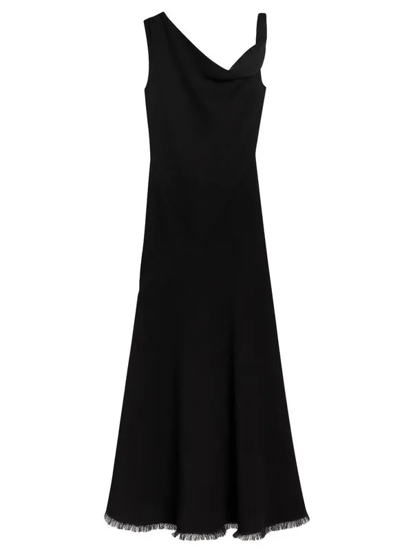 THE ROW Violette Asymmetric Wool-blend Maxi Dress - Black