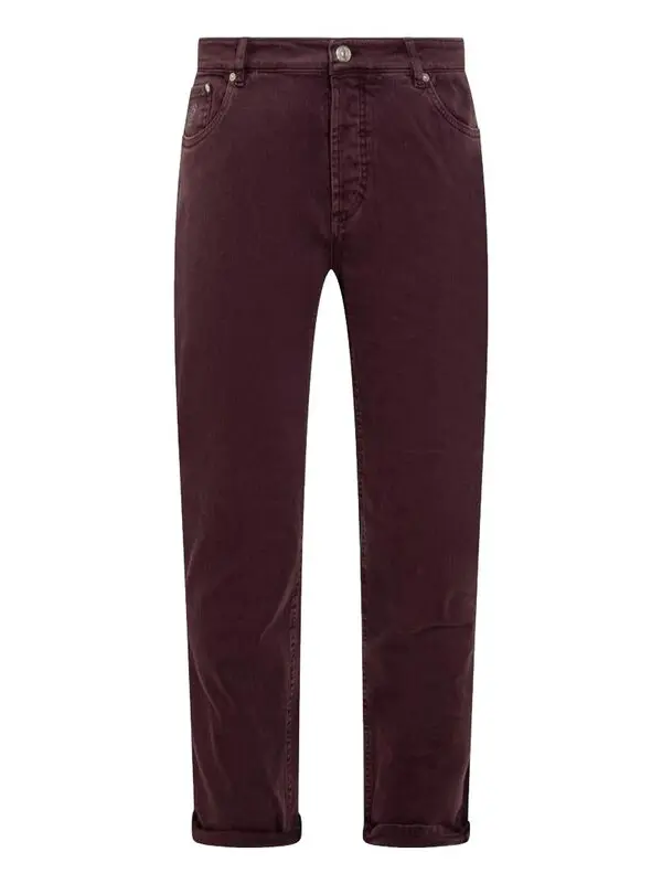 Brunello Cucinelli Regular Fit Stretch Cotton Pants - Purple