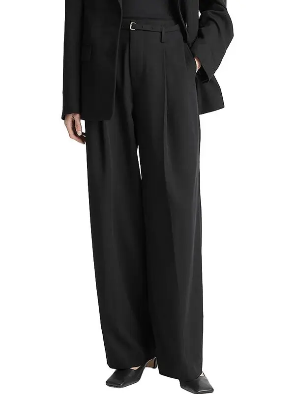 Vince High-waisted Pleated Trousers - Black