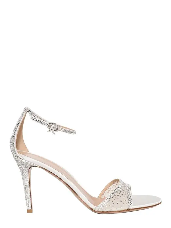 GIANVITO ROSSI Crystal-embellished Organza Sandals - White