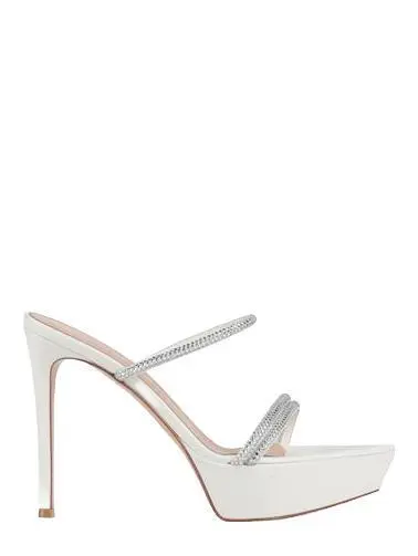 GIANVITO ROSSI Leather Sandals With Crystals - White