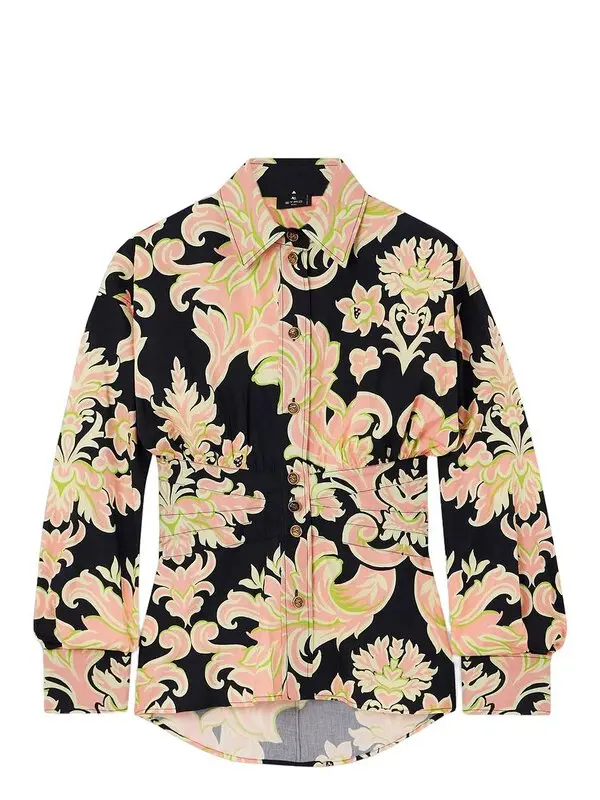 Etro Embroidered Floral-print Cotton-poplin Shirt - Black
