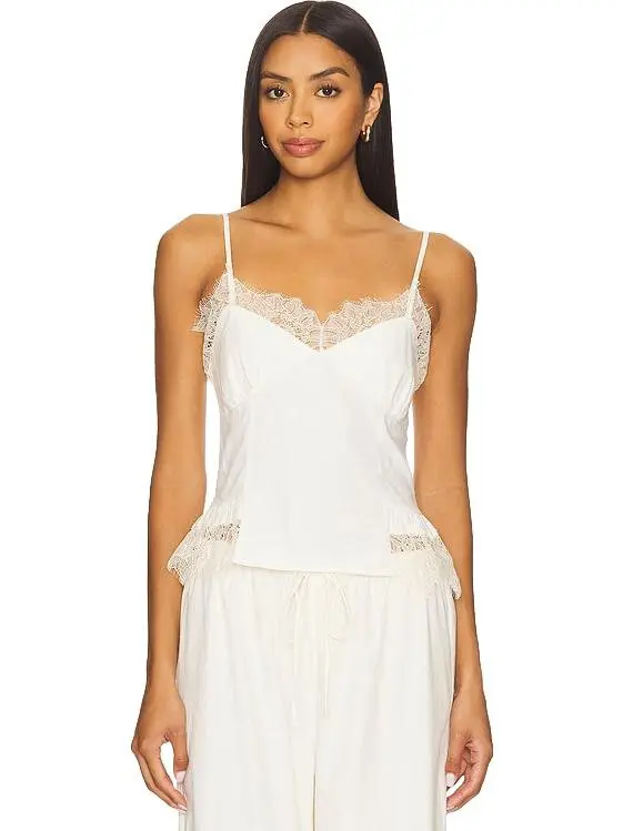 Tularosa Margaux Lace Trim Top - Cream