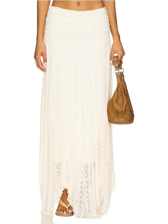 MORE TO COME Karina Maxi Skirt In Lace - Ivory
