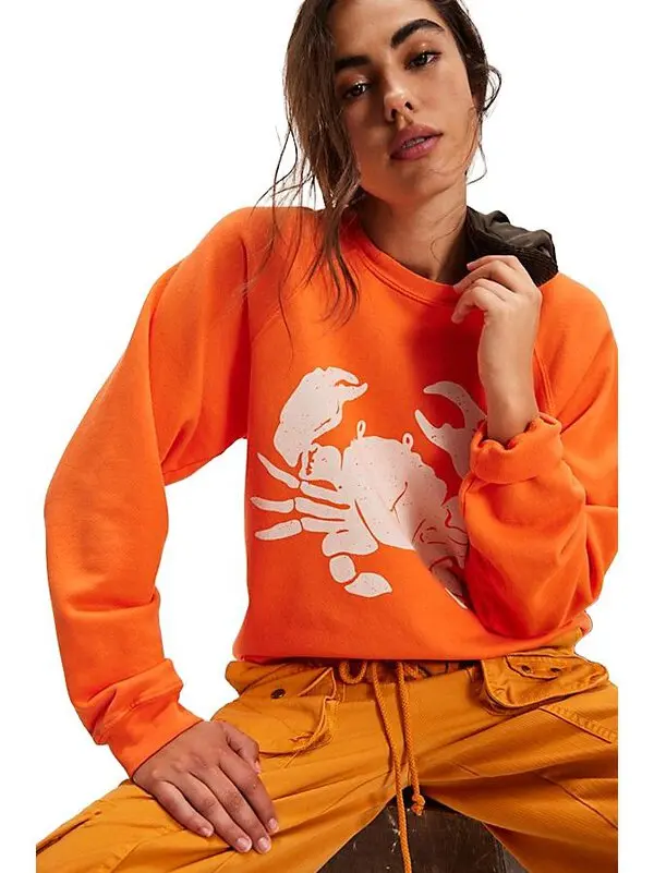 The Original Retro Brand Sea Friends Pullover - Antique Tangerine Tango