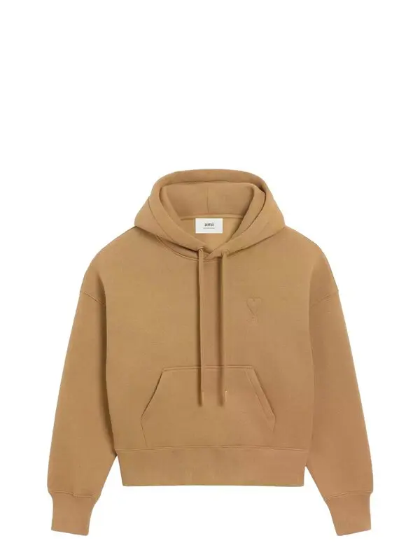 AMI Paris De Coeur Cotton Hoodie - Brown