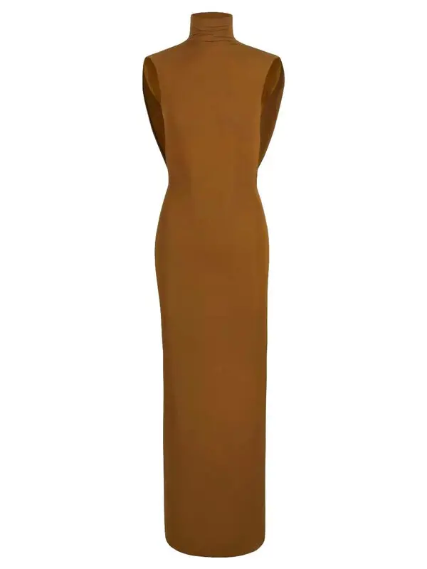 Nina Ricci Draped Turtleneck Maxi Dress - Brown