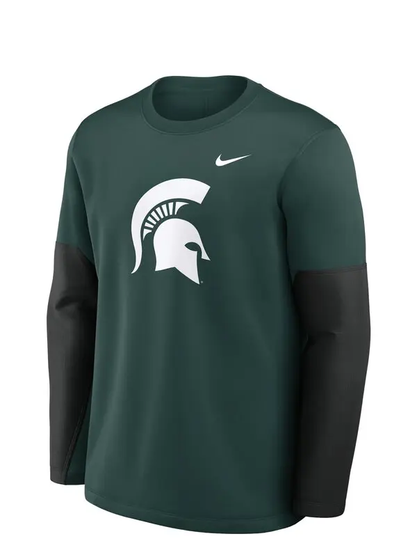 Nike Michigan State Sideline Coach Therma-fit College Long-sleeve T-shirt - Green