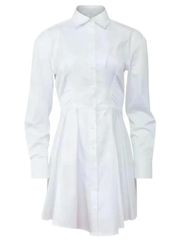 Fleur Du Mal Poplin Pleated Shirt Mini Dress - White